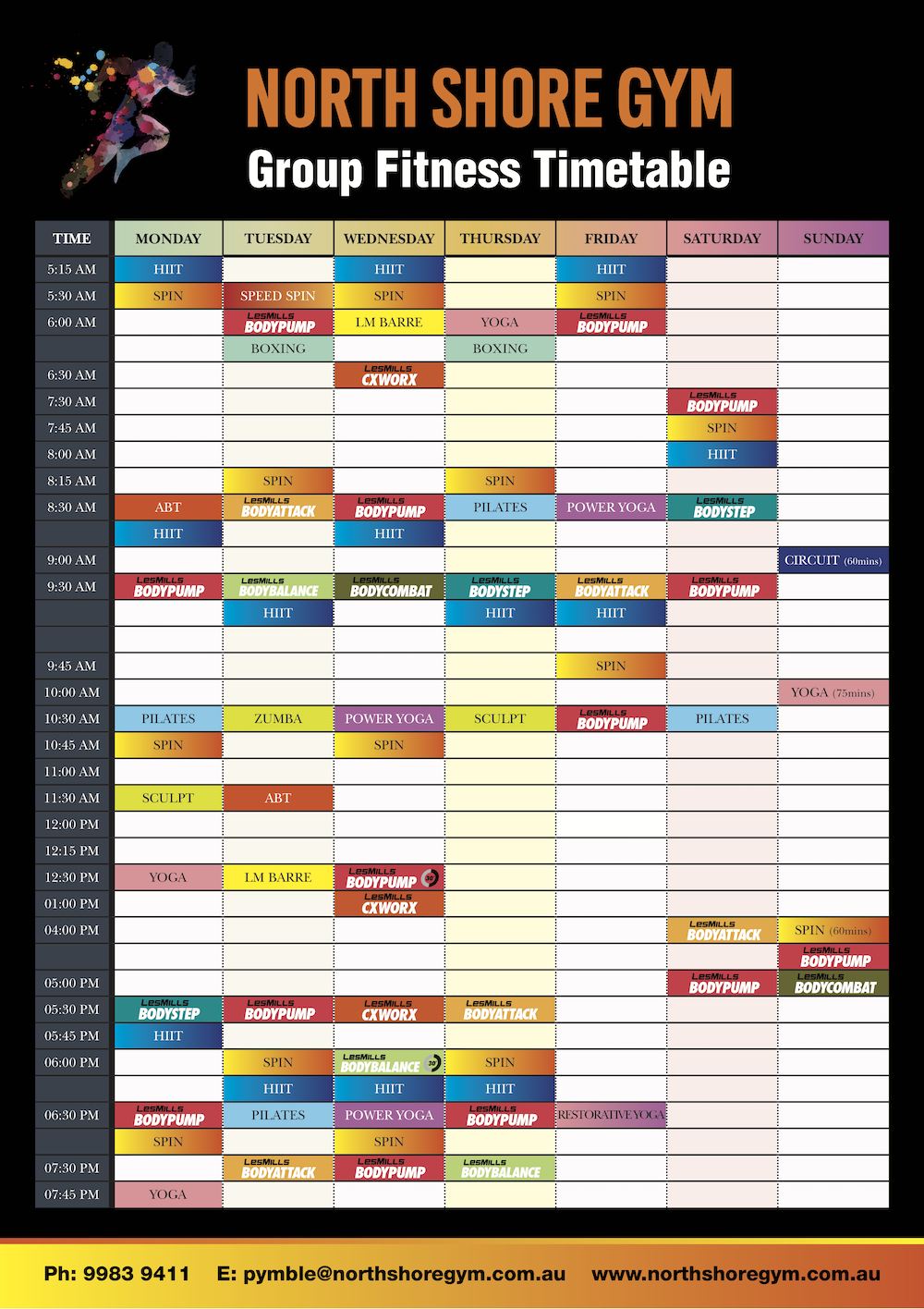 Timetable – North Shore Gym